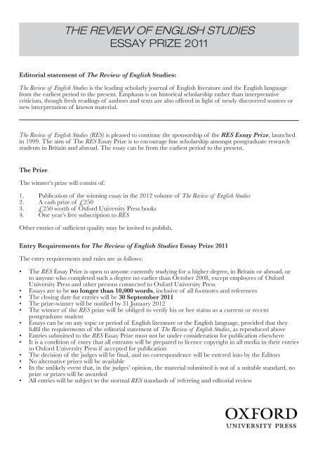 THE REVIEW OF ENGLISH STUDIES - Oxford Journals