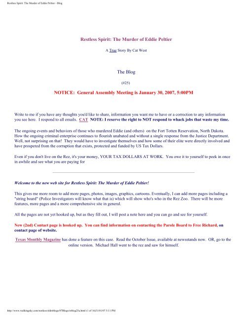 Restless Spirit: The Murder of Eddie Peltier - Blog - Walking Sky