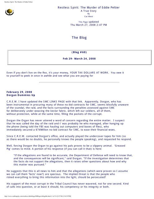 Restless Spirit: The Murder of Eddie Peltier - Walking Sky