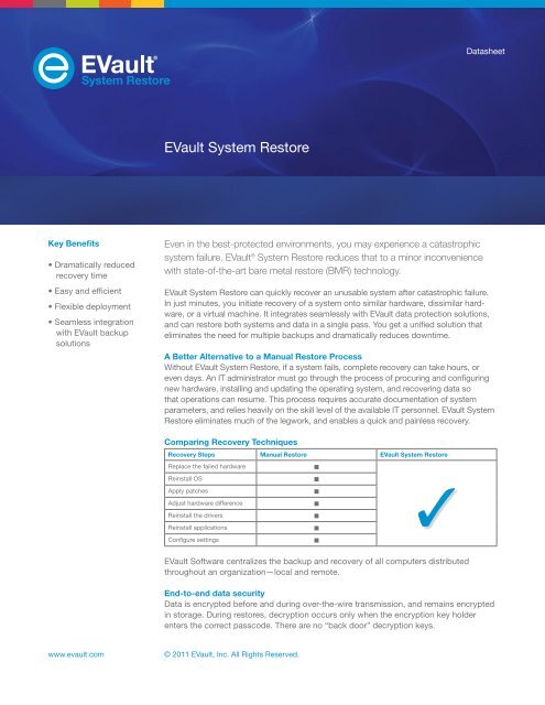 EVault System Restore