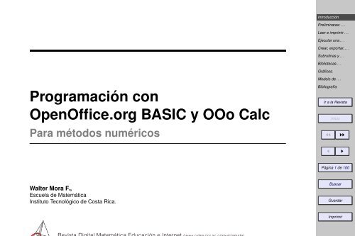 Programación con OpenOffice.org BASIC y OOo Calc - TEC-Digital