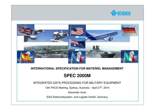 ESG: AECMA SPEC 2000M and the NATO Codification