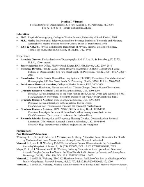 Resume for Jyotika Virmani - SECOORA