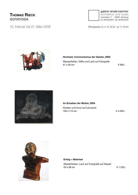 thomas rieck - Galerie Renate Kammer, Architektur und Kunst