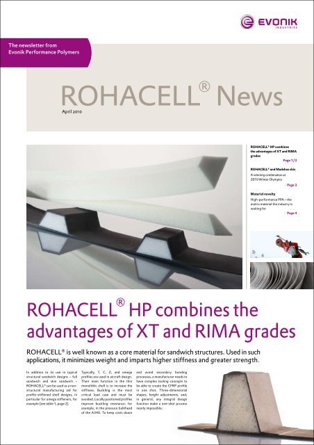 HPcombines the advantages of XTand RIMAgrades - Rohacell