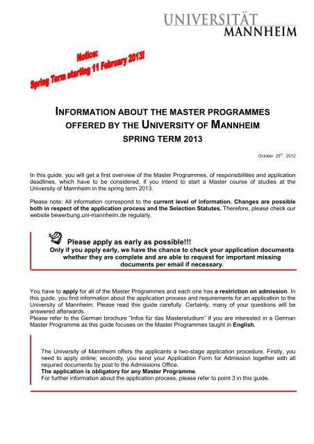 information about the master programmes offered by the university ...