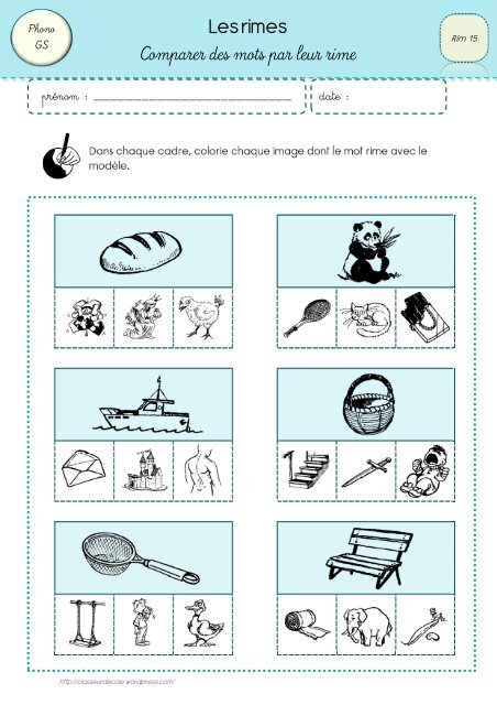 Rimes série 3 -Rim 15 à 20 -Comparer des mots ... - classeurdecole