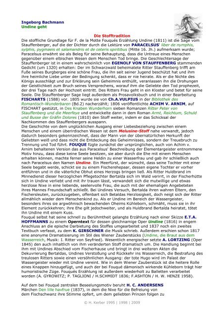 Ingeborg Bachmann Undine geht Die Stofftradition Die ... - Kerber-Net