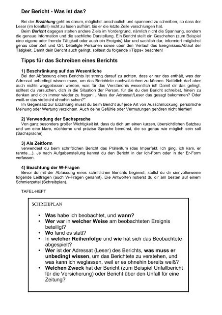 Der Bericht - Was ist das