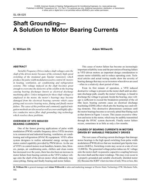 A Solution to Motor Bearing Currents - AEGIS® Shaft Grounding Brush