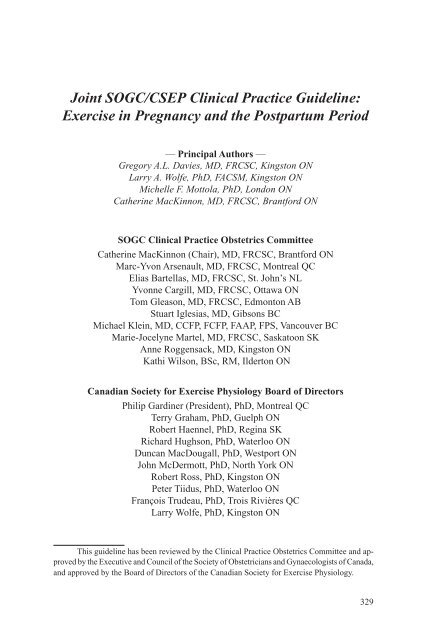 Joint SOGC/CSEP Clinical Practice Guideline - Canadian Society for ...