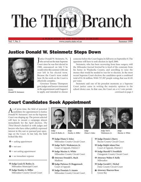 The Third Branch, summer 1999 - Wisconsin Court System