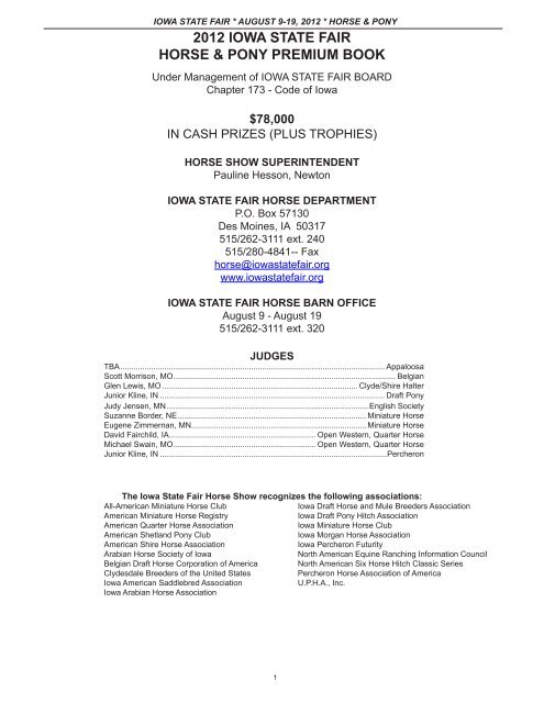 Premium Book & Entry Forms - Iowa State Fair