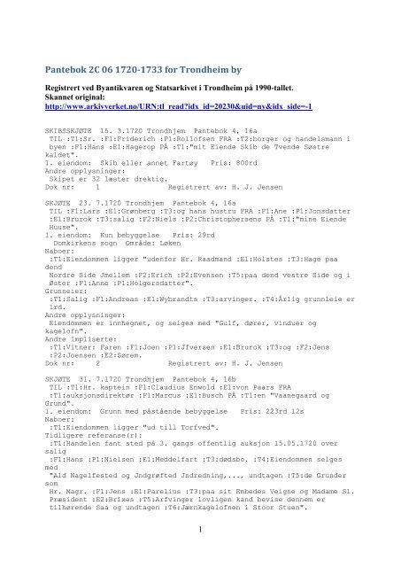 Pantebok 2C 06 1720-1733 for Trondheim by - Digitalarkivet