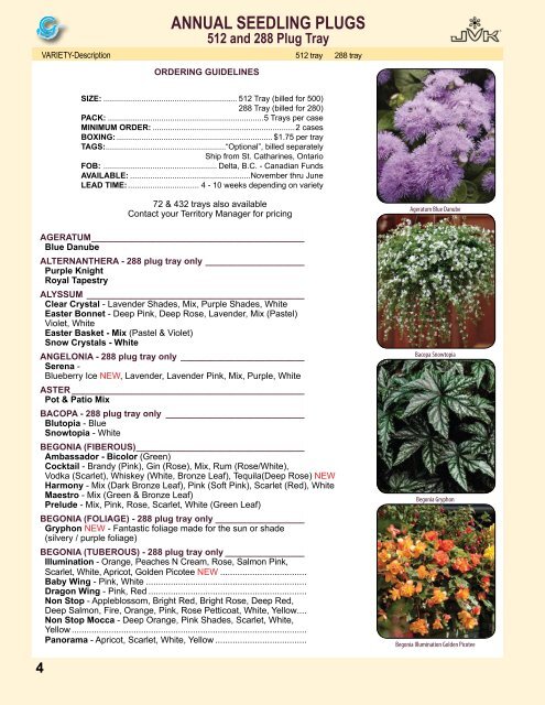 ANNUAL SEEDLING PLUGS 512 and 288 Plug Tray 4 - Crofton