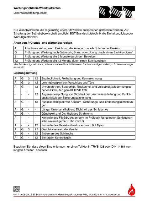 Wartungshinweise - BST Brandschutztechnik