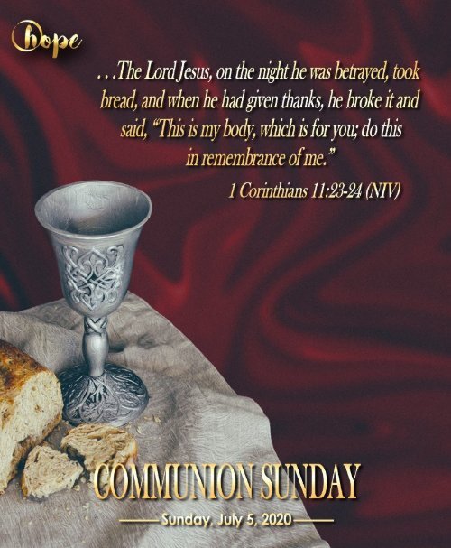 July 5, 2020 Bulletin Communion Sunday, Fifth Sunday After Pentecost