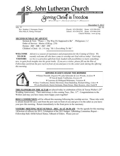 Previous Bulletin - St. John Lutheran Church