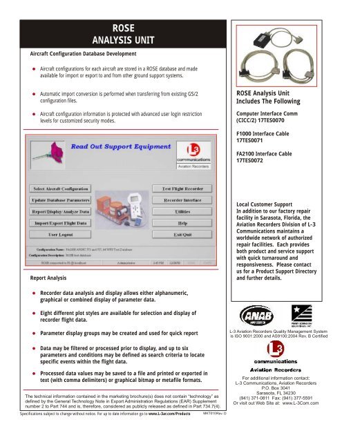 ROSE ANALYSIS UNIT Aircra