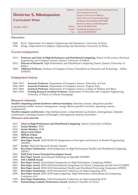 CV - Queen's University Belfast