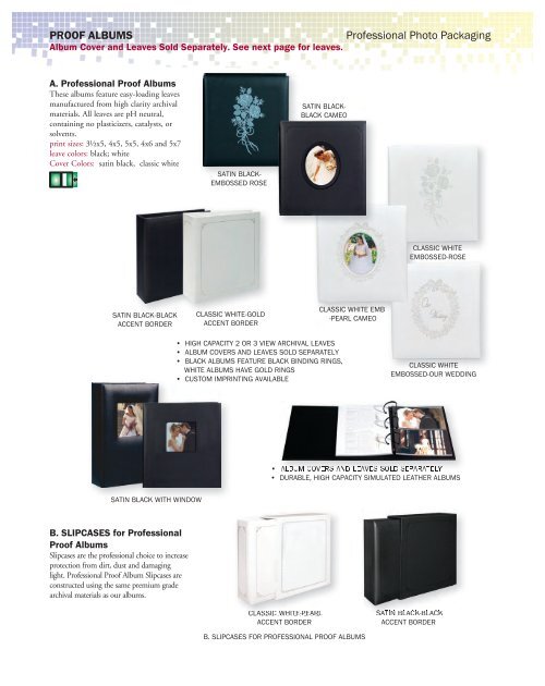 Professional Photo Packaging PROOF ALBUMS Album Cover And