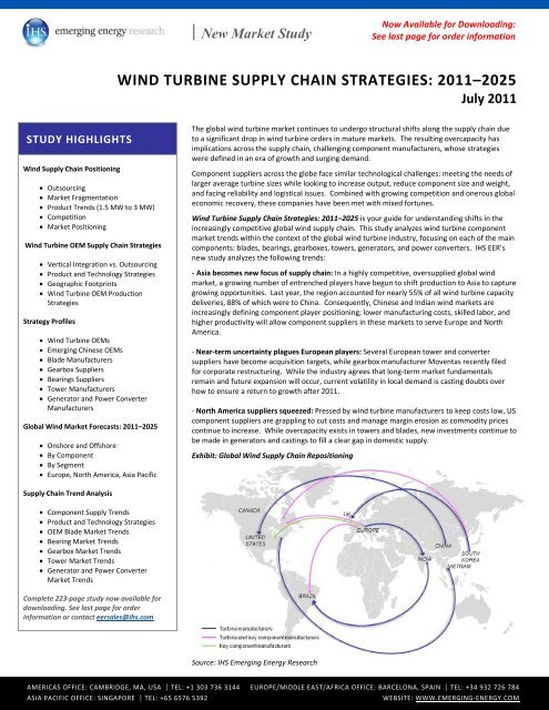wind turbine supply chain strategies - Emerging Energy Research