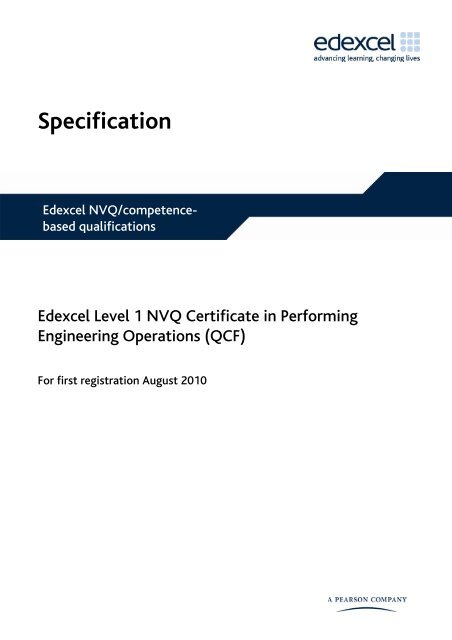 Level 1 NVQ Certificate in Performing Engineering ... - Edexcel