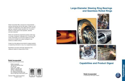 Large-Diameter Slewing Ring Bearings and Seamless ... - Rotek Inc.