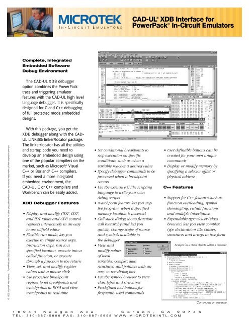 CAD-UL® XDB Interface for PowerPack® In-Circuit Emulators
