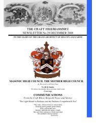 THE CRAFT FREEMASONRY Masonic High Council