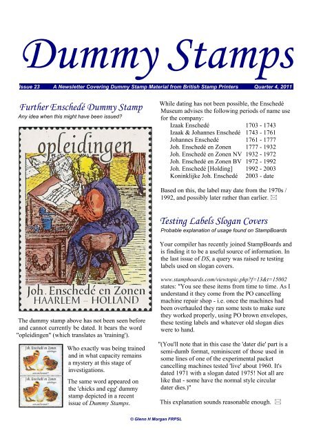 Dummy Stamps - Stamp Printers