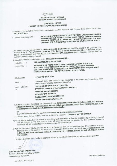 TELEKOM BRUNEI BERHAD NEGARA BRUNEI DARUSSALAM