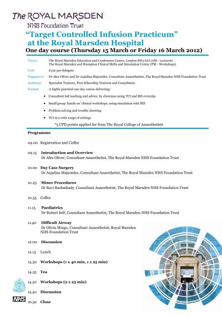 Target Controlled Infusion Practicum - The Royal Marsden Hospital