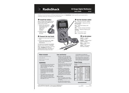 42-Range Digital Multimeter with Electric Field - Radio Shack