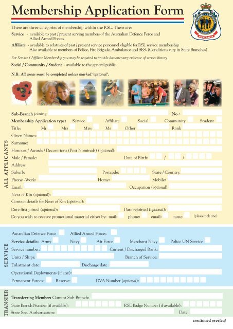 Membership Application Form - RSL