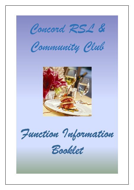 Buffet menu - Concord RSL & Community Club