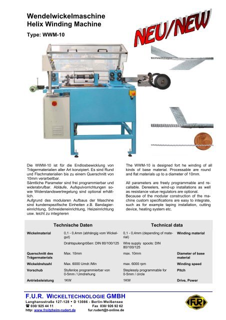 Wendelwickelmaschine Helix Winding Machine - F.U.R.