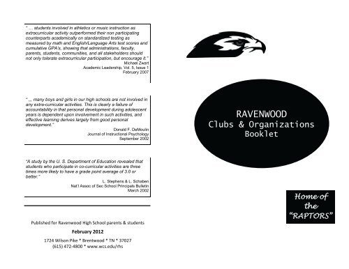 non-sports extra-curricular activities - Williamson County Schools