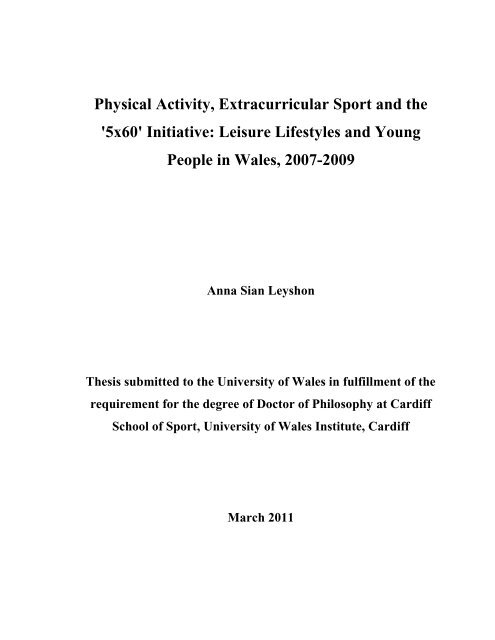 Physical Activity, Extracurricular Sport and the '5x60 ... - Sport Wales