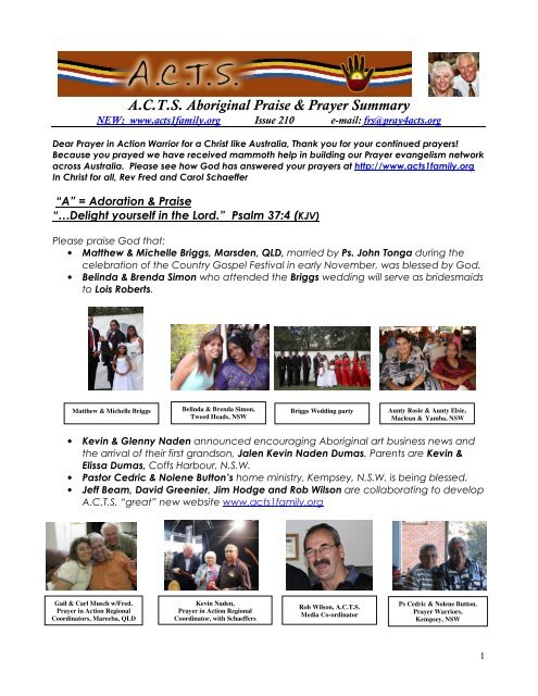 A.C.T.S. Aboriginal Praise & Prayer Summary - Aboriginal Christian ...