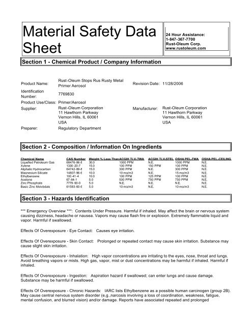 Rust Oleum Rusty Primer Msds Rust Oleum Rusty Primer Msds