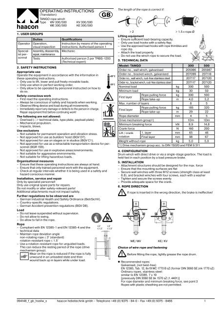 OPERATING INSTRUCTIONS - haacon.de