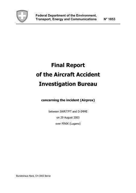 Final Report of the Aircraft Accident Investigation Bureau - BFU