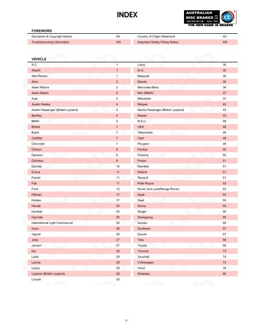 adb Brake Pad Catalogue - Australian Disc Brakes
