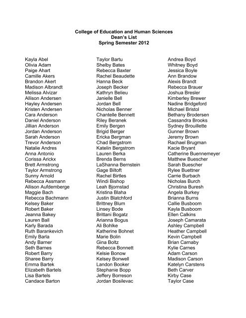 Dean's list poster - CEHS