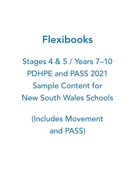 Stages 4 & 5 / Years 7-10 PDHPE and PASS 2021 Sample Content for New ...