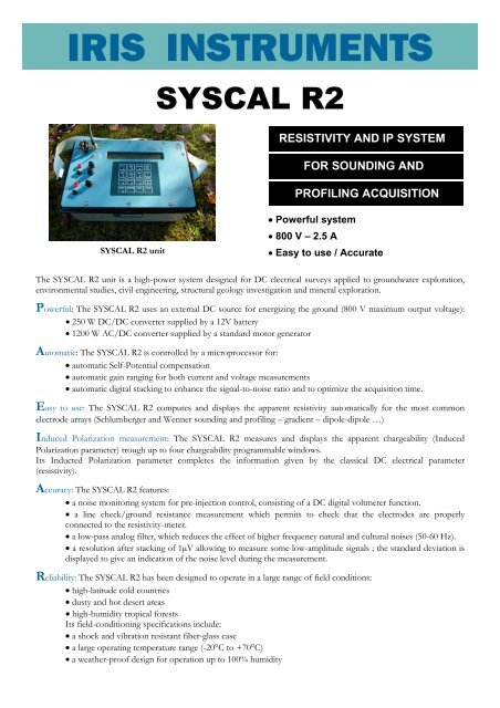 syscal r2 - IRIS Instruments