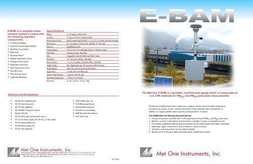 E-BAM Mass Monitor - Met One Instruments, Inc.