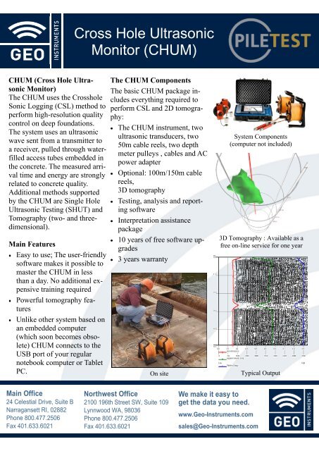 Cross Hole Ultrasonic Monitor (CHUM) - GEO-Instruments