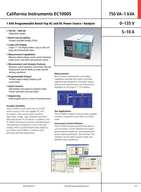 California Instruments EC1000S - AMETEK Programmable Power